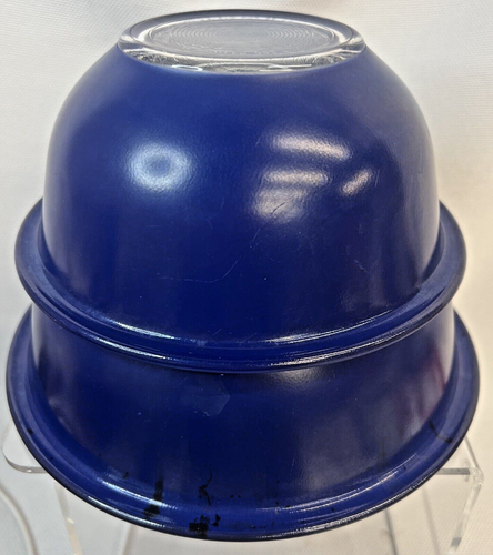 PYREX Cobalt Blue Clear Bottom glass Mixing Bowls 322 323 Nesting bowls ...