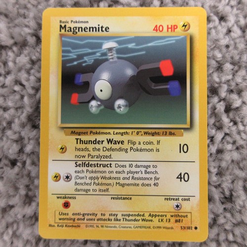 Magnemite 53/102 Base Set Unlimited Pokemon TCG Card Vintage WOTC ...