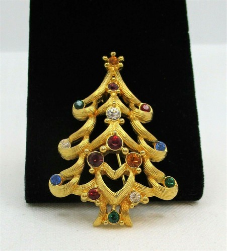 Vintage Brooch Monet Christmas Tree Gold Tone Beautiful B30-1 | eBay