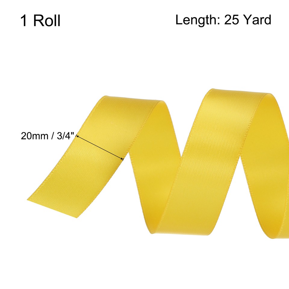 3/4" 25 Yard Satin Ribbon Grosgrain Wedding Bouquet Ribbon Corn Yellow ...