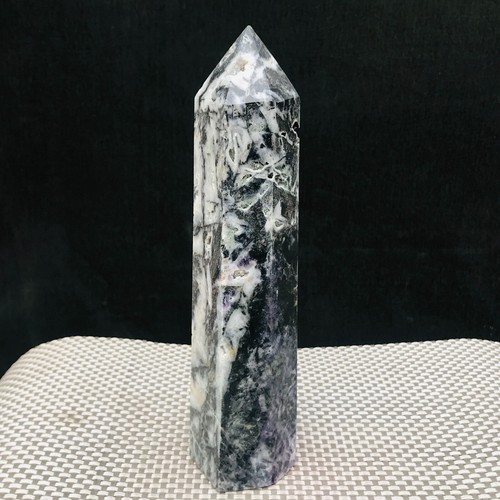 893G Natural purple Fluorite Crystal pillar Obelisk point aura therapy ...