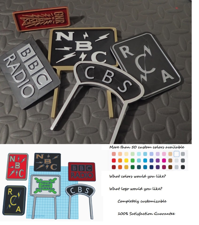 Reproduction Vintage NBC Microphone Stand Flag Call Letters Antique ...