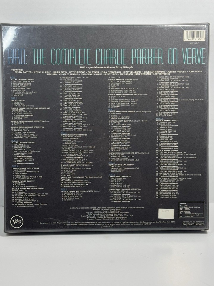 Bird: The Complete Charlie Parker On Verve, 10 CD Box Set. SEALED ...