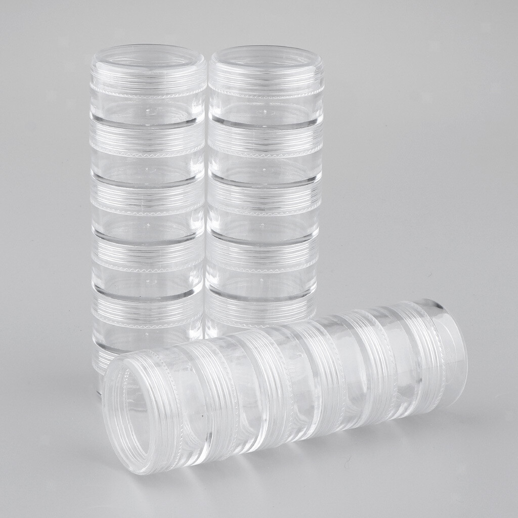3 Sets 18 Empty STACKABLE INTERLOCKING Clear Storage Containers Round ...
