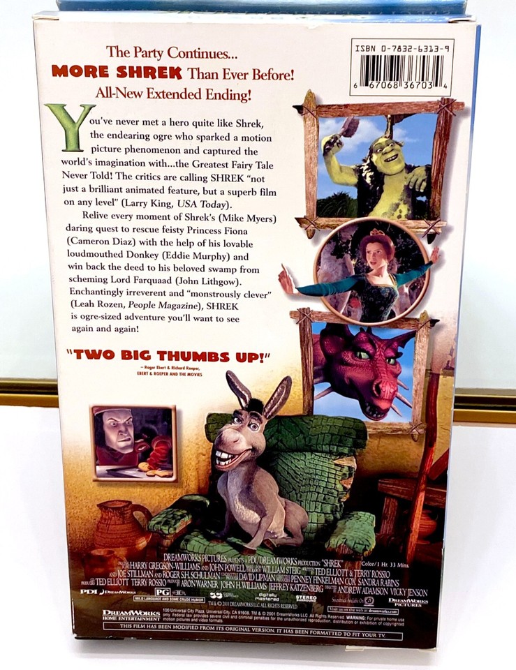 *NEW* Shrek Special Edition Videocassette Big Box VHS Movie | eBay