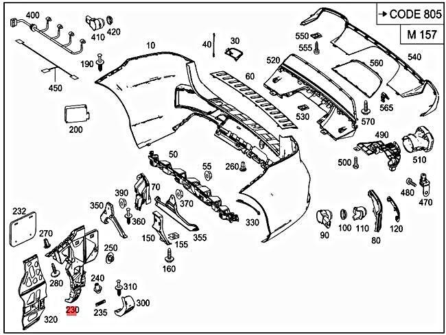 MERCEDES OEM 12-15 Ml350 Rear Bumper-mount Support Left 1668801112 for ...