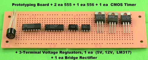 555 556 Timer IC, 5V 12V Voltage Regulator & Project Board + 5 V 12 ...