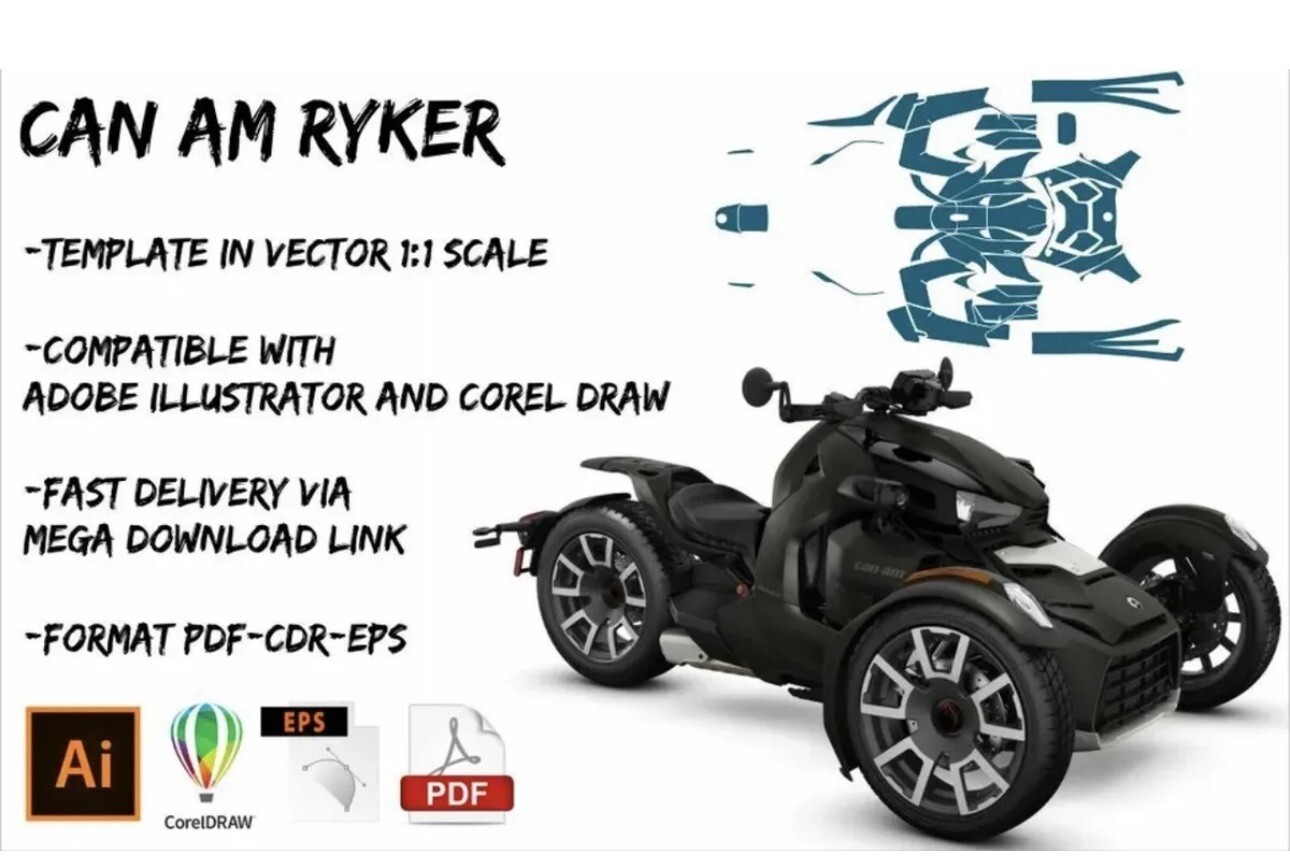 CAN AM RYKER template vector 1/1 real scale PDF Format | eBay