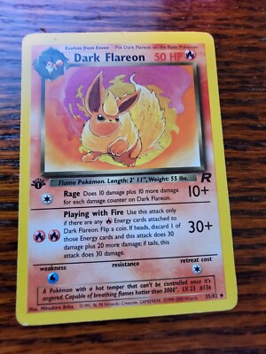 MP! Pokemon Dark Flareon 1st Edition Team Rocket 35/82 | eBay