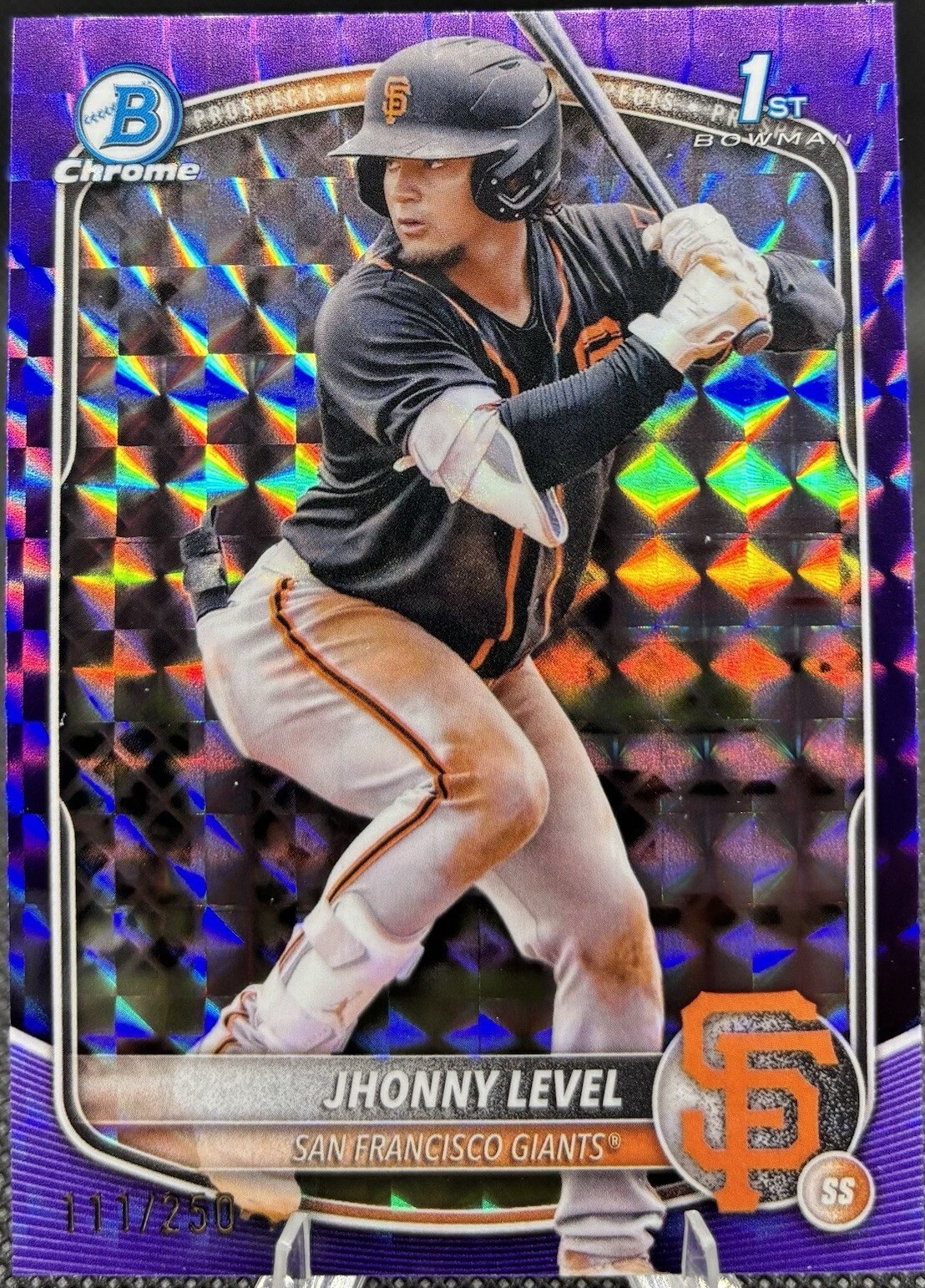 2025 Bowman - Chrome Prospects Jhonny Level #BCP-147 Purple Geometric ...
