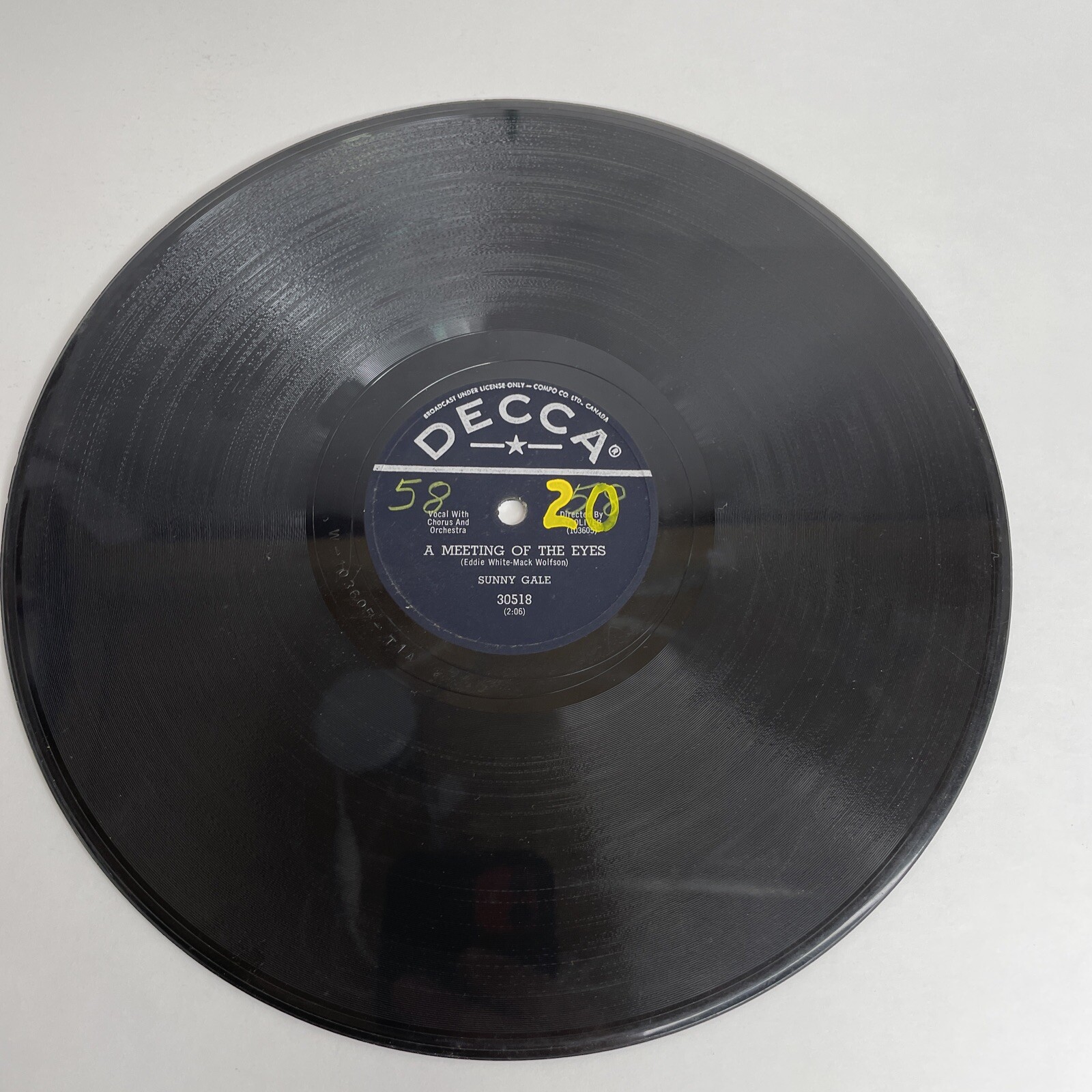 Sunny Gale, A Meeting Of The Eyes (Gramophone Shellac Record,10",78rpm ...