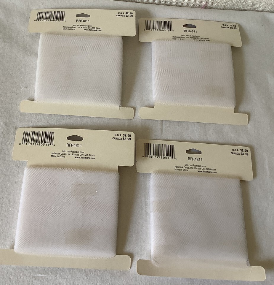 White tulle ribbon, Hallmark 4 cards 3”, 4 yards each,New On Card | eBay