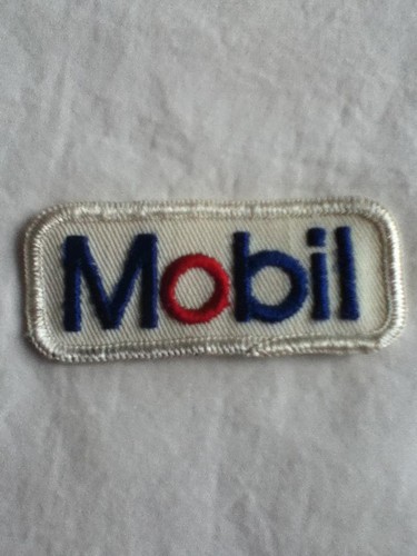 VINTAGE EMBROIDERED MOBIL GASOLINE PATCH 3" X 1 1/4" UNIFORM APPLIQUE ...