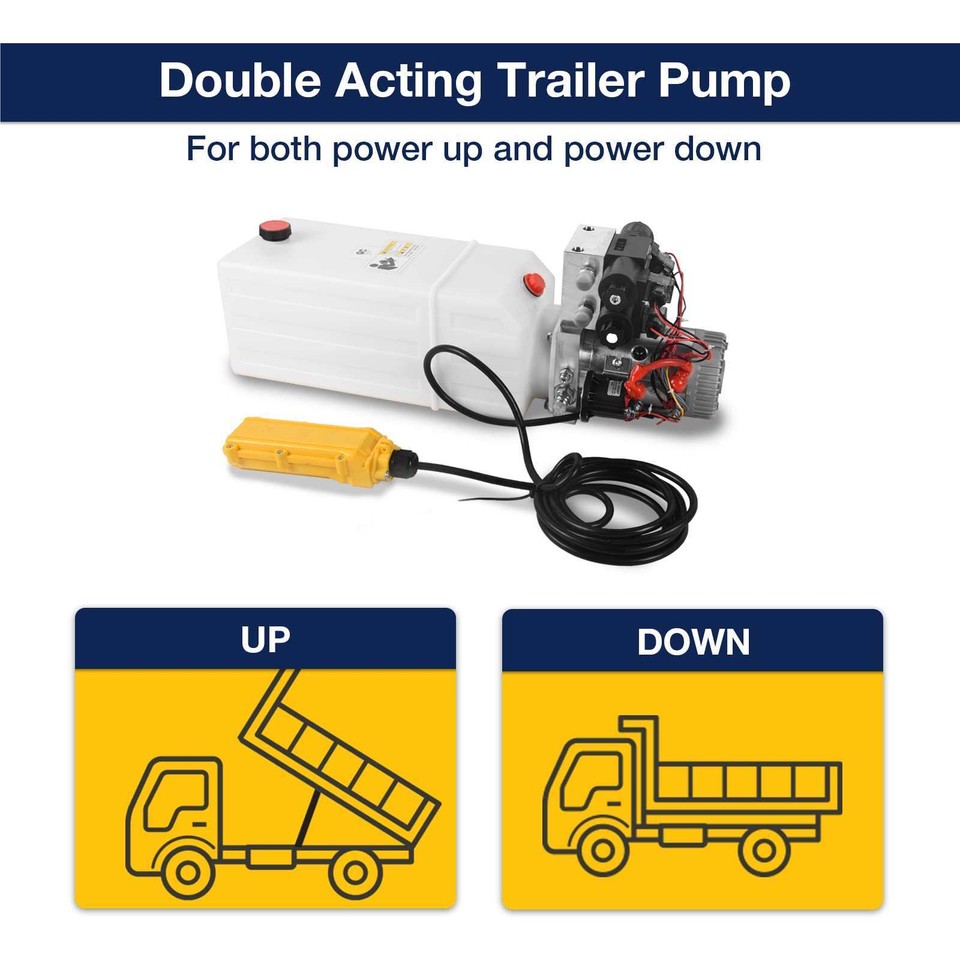 8 Quart Hydraulic Pump 12V DC Hydraulic Power Unit Double Acting ...