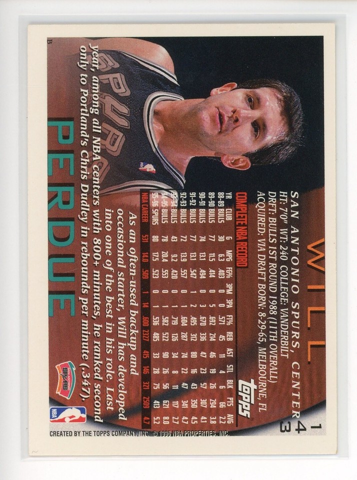 1996-97 Topps NBA at 50 #143 Will Perdue Spurs | eBay