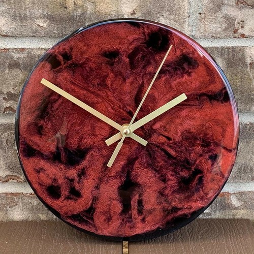 Epoxy art on solid 9 inch wood/ Resin wall clock for interior design | eBay