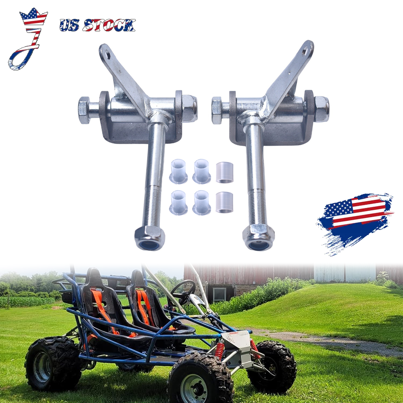Go Kart Spindle 4.5" X 5/8" Steering Bracket Set For 212cc 196cc 6.5hp ...