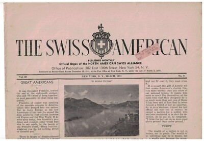 March 1951 issue The Swiss American Newspaper | eBay