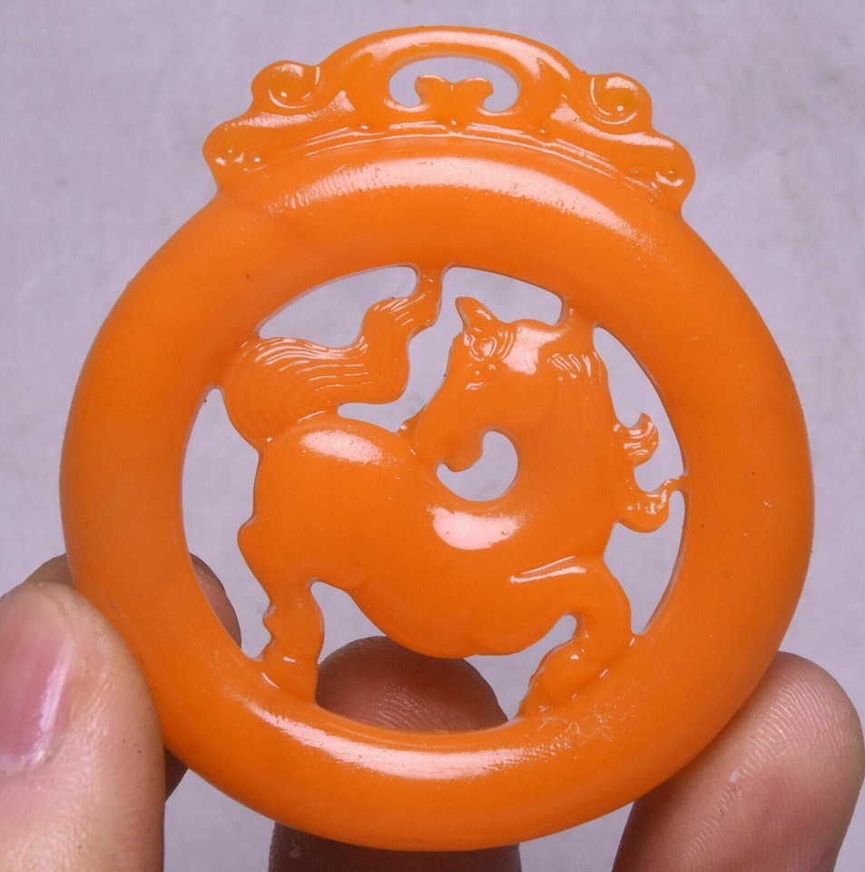 5CM Chinese Natural Red Jade Carving Dynasty Fengshui Animal Horse ...
