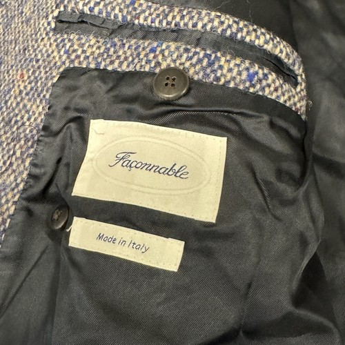 Faconnable Mens Overcoat 50R Blue Pattern 100% Wool Made in Italy $1699 ...