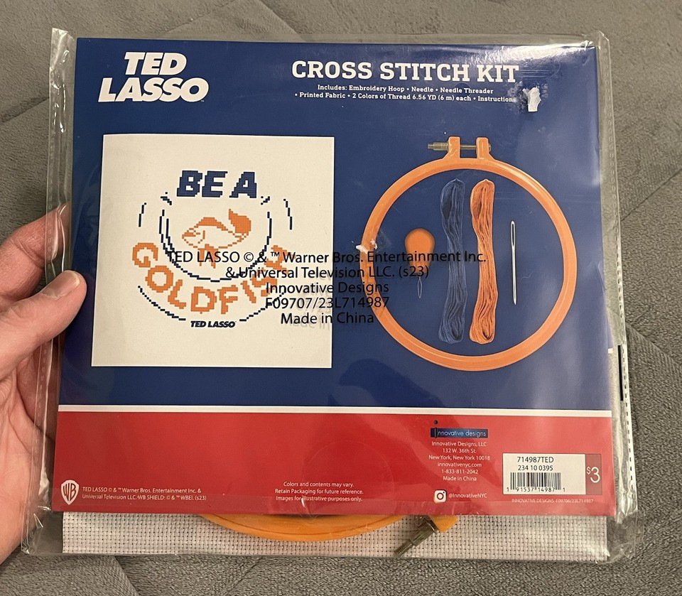 NEW TED LASSO CROSS STITCH KIT BE A GOLDFISH Needle Arts And Crafts ...