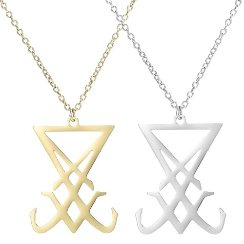 Satan Symbol Necklace Sigil of Lucifer Pendant Chain Hip Hop Devil ...