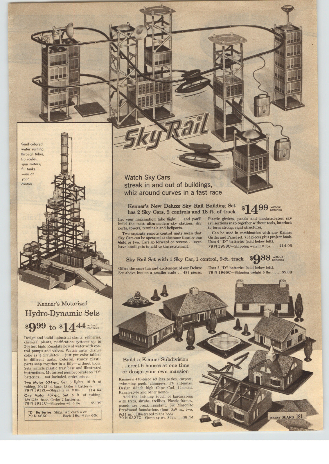 1963 PAPER AD 2 PG Kenner Combination Panel Building Set Sky Rail Hydro ...