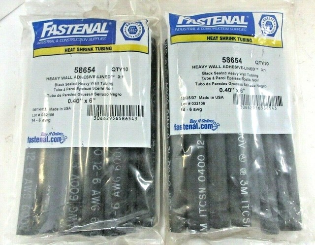 FASTENAL HEAT SHRINK TUBING 58654 0.40" " HEAVY WALL ADHESIVE LINED LOT ...