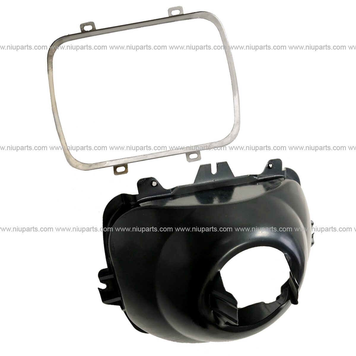 5x7" Headlight Bucket Metal Black with Bezel Stainless Fit: Peterbilt ...