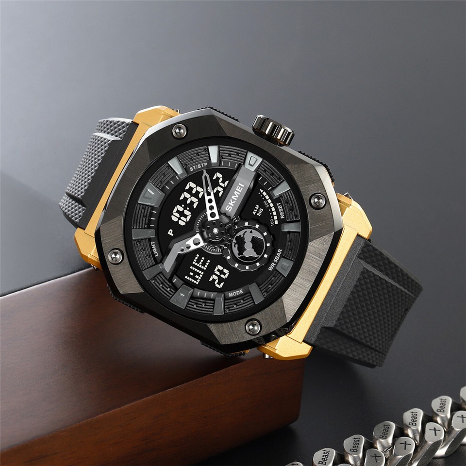 SKMEI Men Watch Dual Time Digital Quartz Wristwatch Countdown Male ...