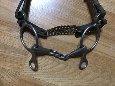 Three piece stainless steel smooth ring short shank winchester snaffle ...
