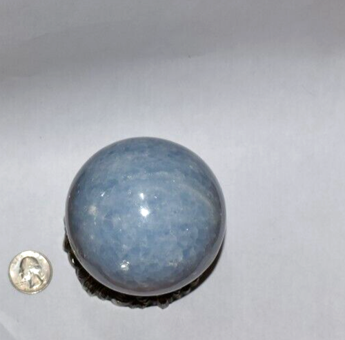 Celestite Sphere Orb Natural Blue 3 lb Large, Cast Bronze Base Stand | eBay