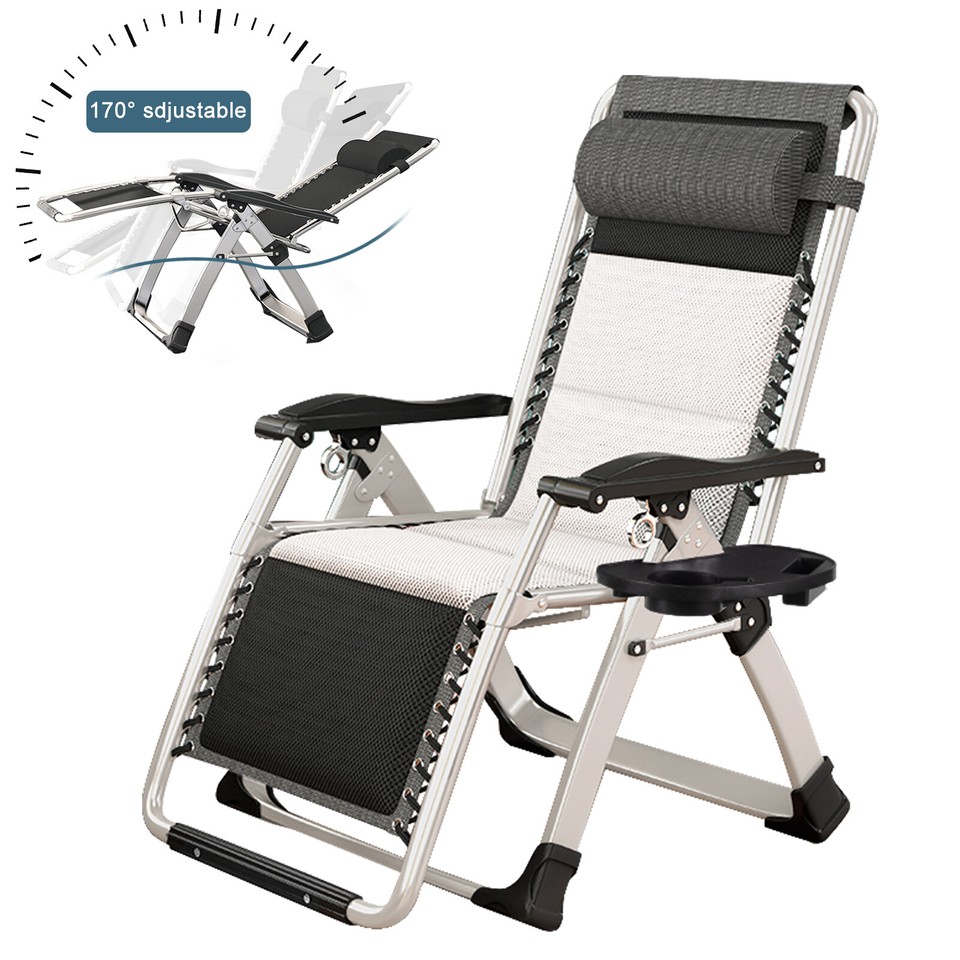 Patio Lounge Chair Chaise Bed Adjustable Beach Reclining Positions with ...