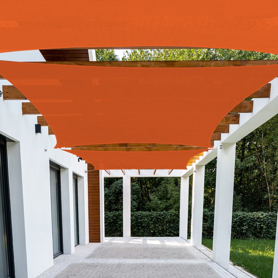 Permeable Rectangle Sun Shade Sail Shelter Cover UV Blocker for Garden ...