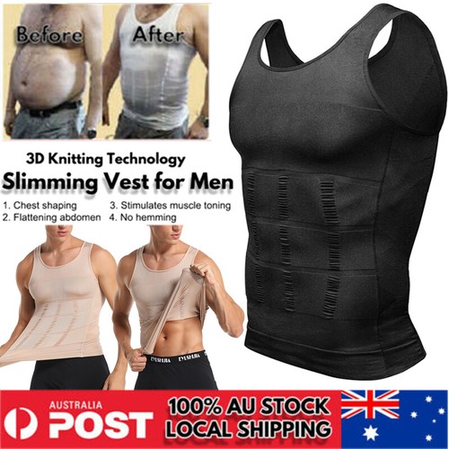 Men Slimming Body Shaper Tank Top Shirt Compression Vest Fitness ...