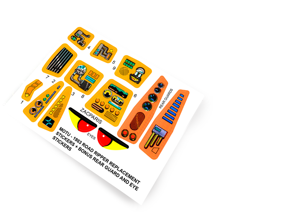 Custom Mattel 1983 MOTU Masters of the Universe Road Ripper stickers ...