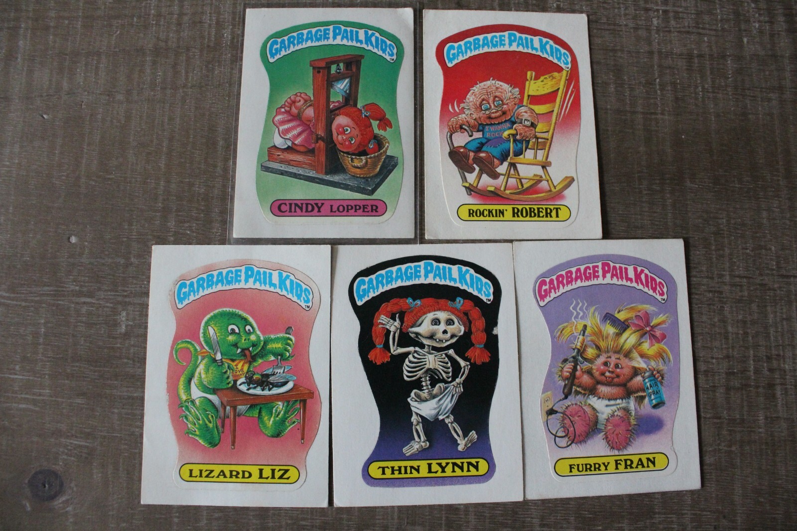 1985 Garbage Pail Kids Cards Sticker Only Thin Lynn Rockin Robert Furry ...