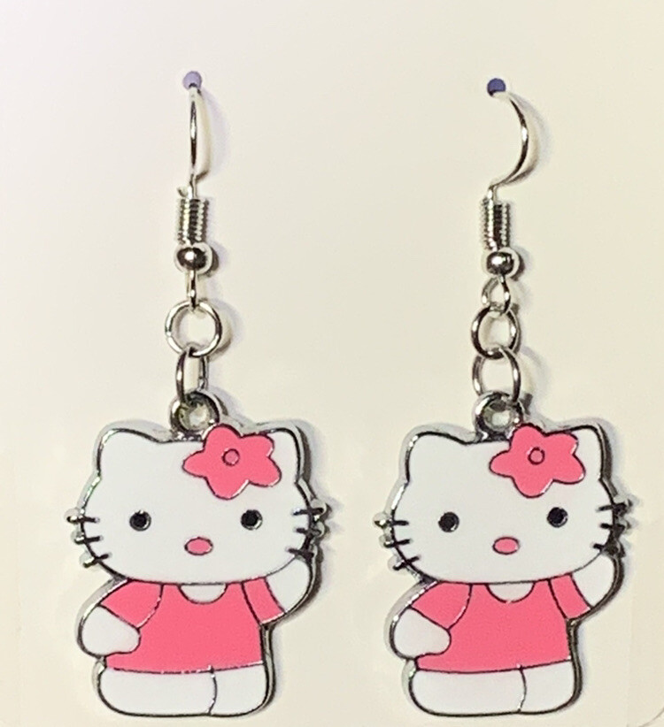 Silver Hello Kitty Drop Dangle Earrings!! | eBay