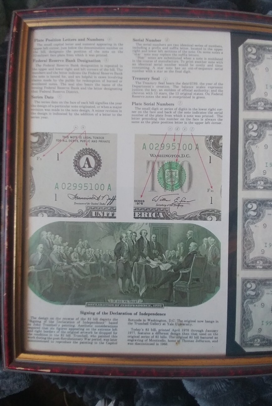 Sheet Of 4 $2 Dollar Bills, Bureau Of Printing Engraving 1976 ...