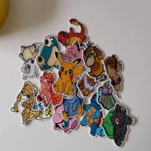 16pcs Pokemon Game Embroidered Patch on Clothes Anime Fusible Patches ...