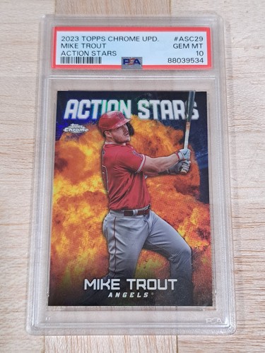 2023 TOPPS CHROME UPDATE MIKE TROUT ACTION STARS PSA 10 GEM MINT POP 1/ ...