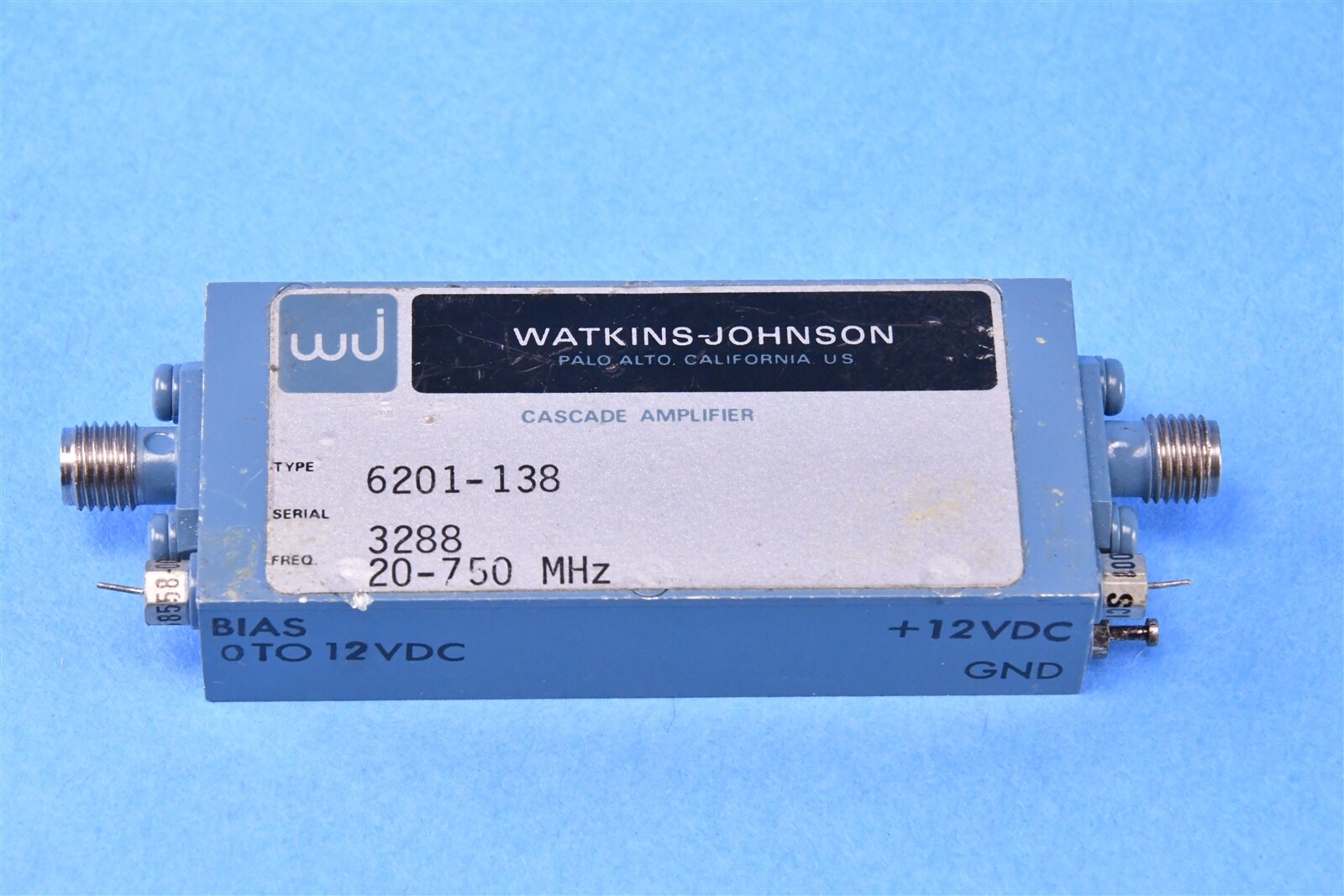Watkins Johnson RF Microwave Cascade Amplifier 20-750 MHz 6201-138 | eBay