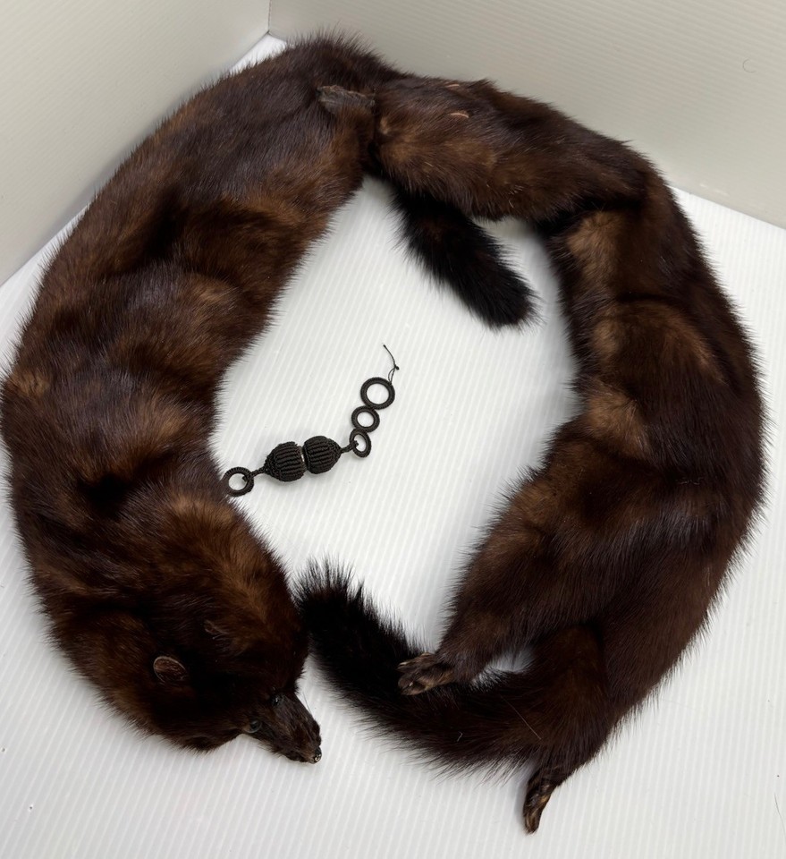 Vintage Mink Fur Stole Two Minks Brown | eBay