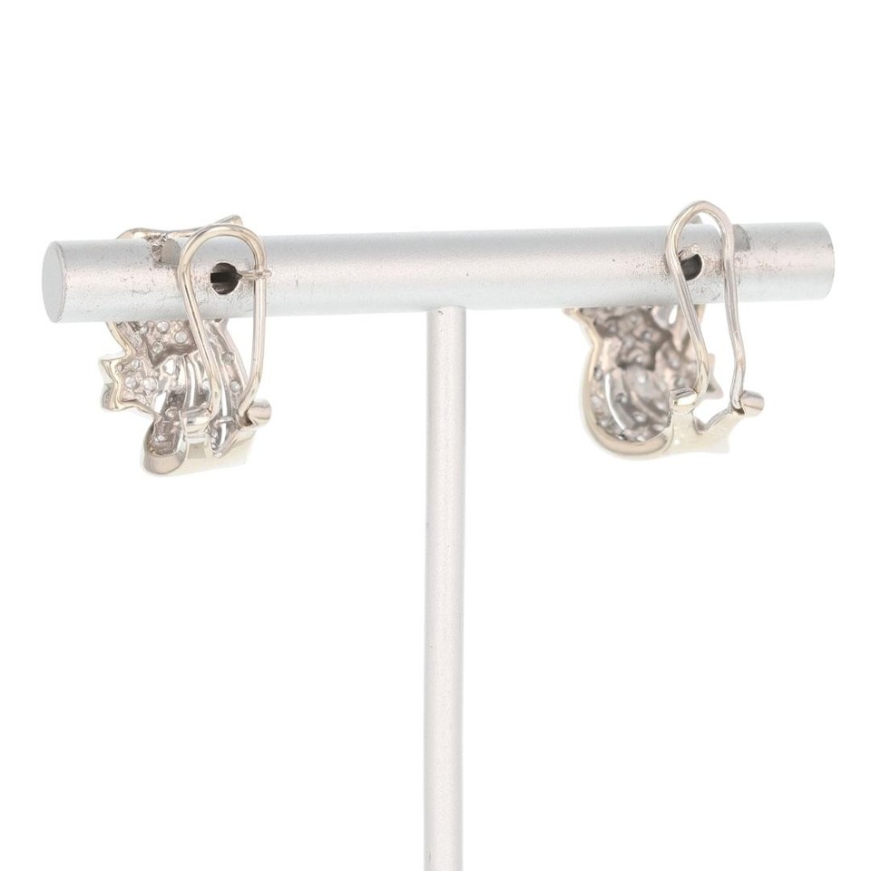 .54ctw Round Cut Diamond Pavé Star Motif Omega Pair Earrings 14k White ...