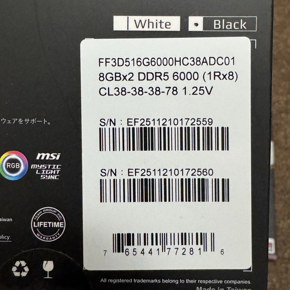 Team Group T-Force Delta RGB 16GB (2x8GB) DDR5 6000MHz CL38 XPO/XMP RAM ...