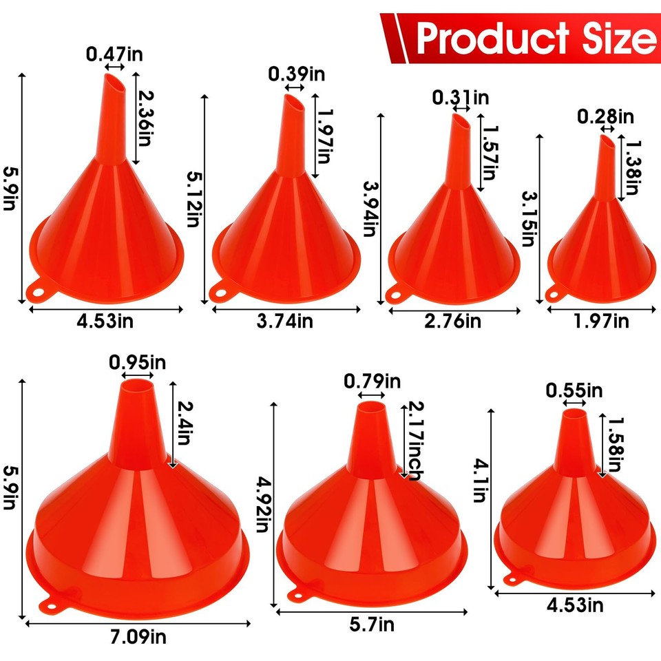 Oil Funnels Plastic Set for Car Automotive Kitchen Mini Small Large Red ...