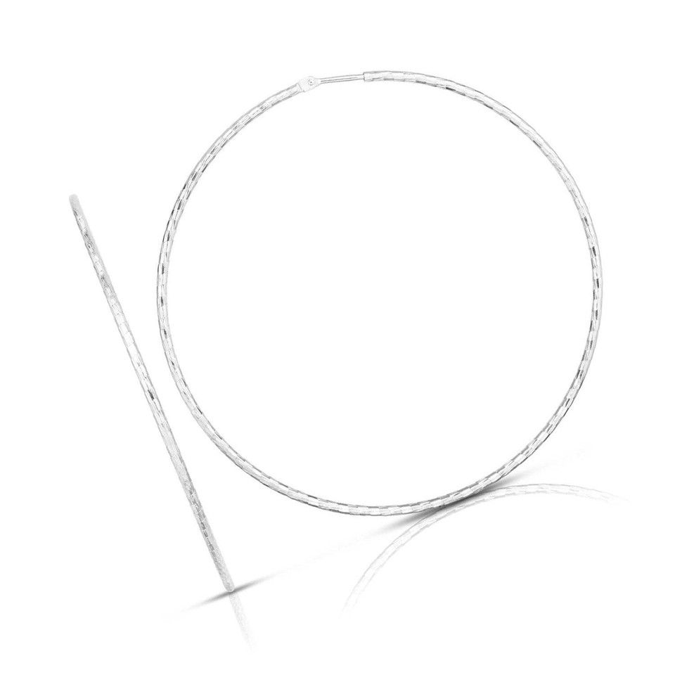 Sterling Silver Diamond Cut 60mm Diamond Cut Hoop Earrings with Endless ...