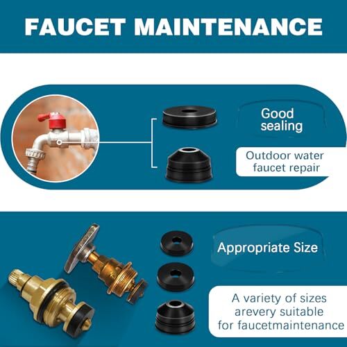 60 Pack Rubber Faucet Washers, Faucet Washer Assortment Kit with Flat ...