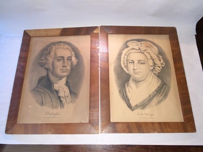 PB2 Original Pair Of Currier & Ives Prints George And Martha Washington ...