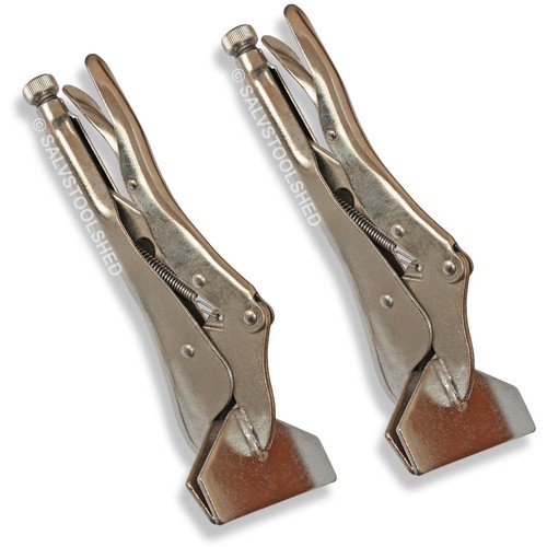 10” Sheet Metal Locking Pliers 2pcs Welding Clamp Flat Jaw Nose Vise ...